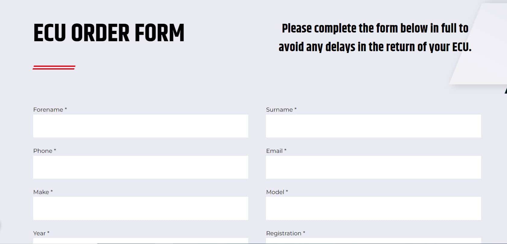 ECU ORDER FORM | Empire Tuning